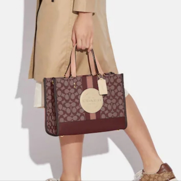 Coach | Bags | Coach Dempsey Medium Carryall In Signature Jacquard Witn Stripe And Coach Patch ...